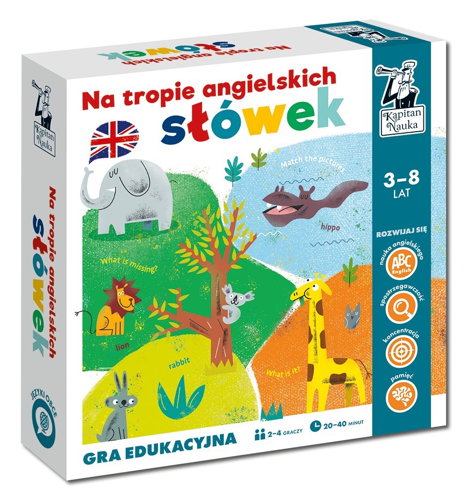Gra edukacyjna „Na tropie angielskich słówek" dla dzieci 3-8 lat + Nauka języka angielskiego ...